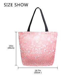 Coral Pink Canvas Tote Bag Reusable Grocery Bags Tote Carrying Bag with Handles