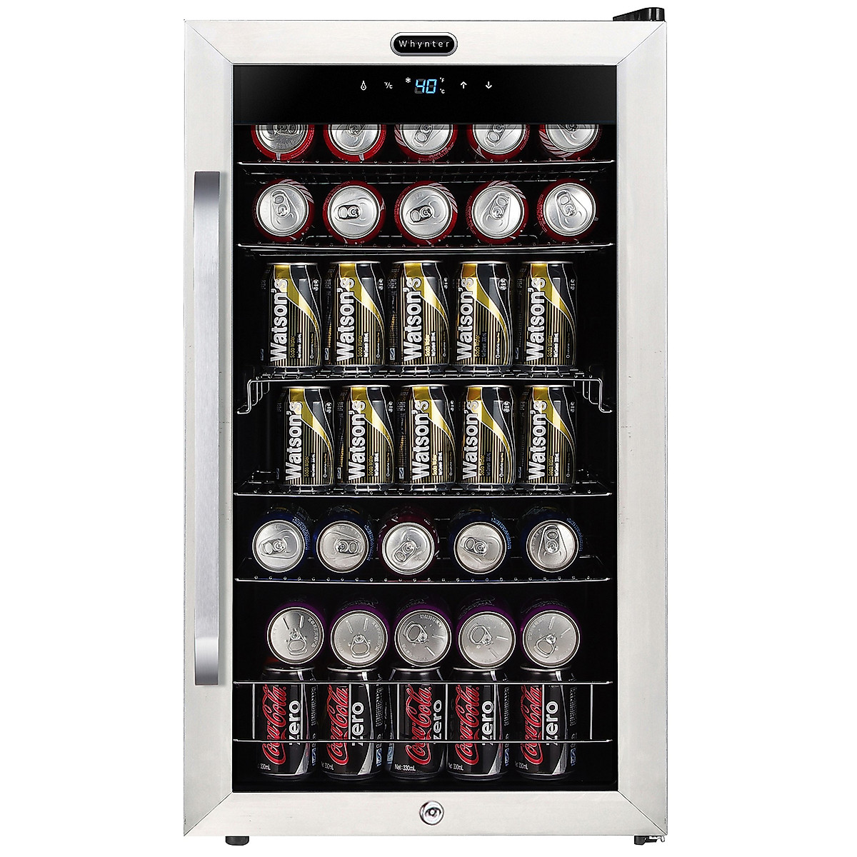 Whynter BR-1211DS Freestanding 121 Can Digital Control and Internal Fan & FWC-341TS 34 Bottle Freestanding Wine Refrigerator with Display Shelf and Digital Control, Stainless Steel, One Size