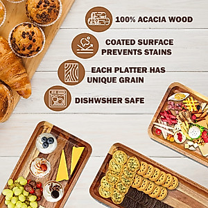 Eco-Friendly Food Platter Serving Tray - Cupcake Stand - Acacia Wooden Towers Dessert Table Display Set - 3 Tiered Decor Small Cheese Charcuterie Boards Rustic Wood Platters Trays - For Family Parties
