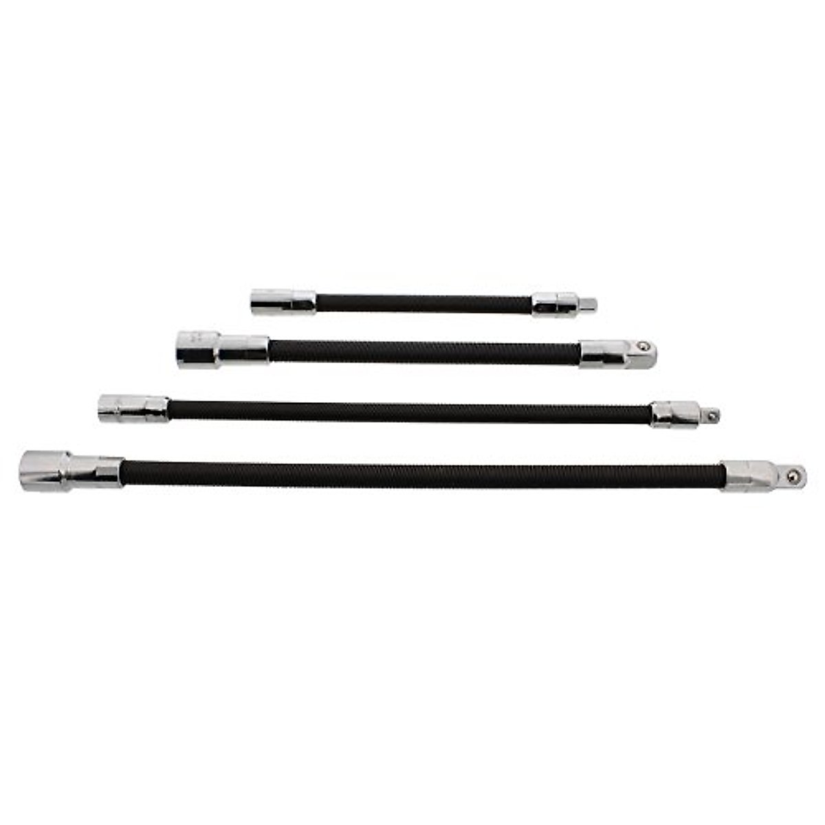 ABN Flexible Socket Extension Cables - 4pc Flex Socket Extension Bar Set 1/4in and 3/8in Drive Light Impact Extender
