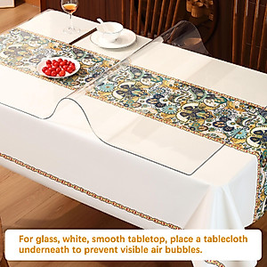 36 x 60 Inch 5ft Clear Plastic Dining Table Protector Tablecloth Desk Pad Mat Wooden Furniture Coffee Glass End Side Bistro Table Cloth Top Protection Countertop Cover Waterproof Rectangular PVC Vinyl
