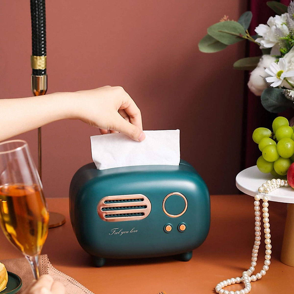 Retro Radio Shape Tissue Cover Box, Practical and Cute for Kitchen,Bathroom Vanity Countertops, Bedroom Dressers,Night Stands, Desks and Tables, Creative Gift (Retro Radio)