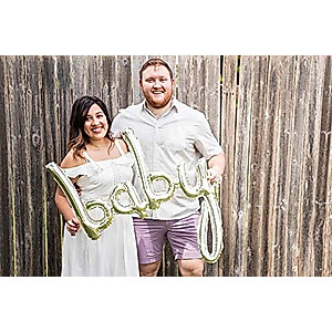 Besttt-Seller 46 Inch White Gold Baby Script Balloon banner baby shower decoration foil balloons