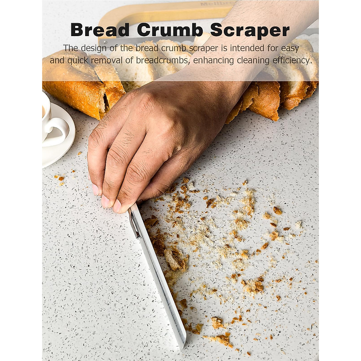 Mellbree Bread Knife for Homemade Bread, 16" Sourdough Bread Knife 304 Stainless Steel Serrated Bread Bowl Knife, Bread Cutting Knife, Bread Slicer Knife, Light Color Option