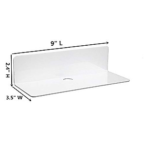 IEEK 9 Inch Acrylic Floating Shelves Set of 4,Small Wall Display Shelf for Bluetooth Speakers/Security Cameras/Nintendo Switch/Action Figures,Damage-Free Wall Shelves Stick-On Shelf,White