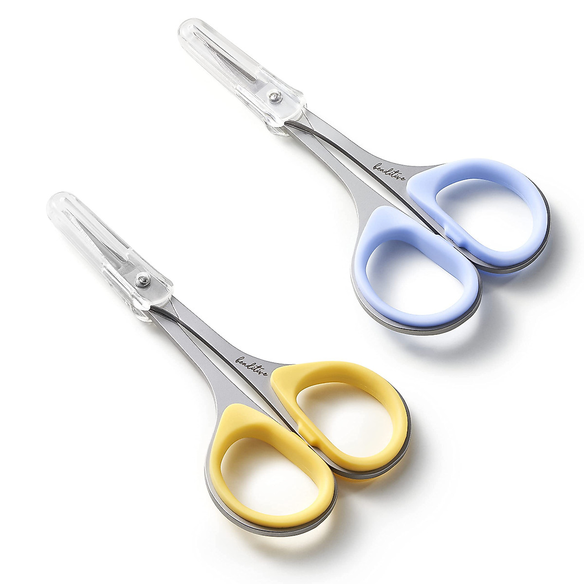 Beaditive Sewing and Embroidery Scissors Set (2 Pc.) Curved and Straight, Sharp, Stainless-Steel Design | Precision Tips, Ergonomic Rubber Handle Grip | Small, Compact DIY Use (Extra Sharp)