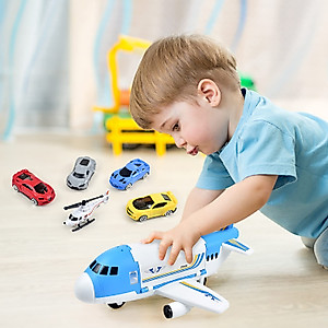 Tuko Transport Cargo Airplane Car Toy Play Set for 3+ Years Old Boys and Girls(Blue)
