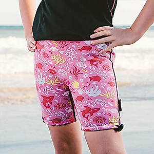 Conni Kids Containment Swim Short Underwear | Trunks Easy Pull Up Kids Incontinence | Washable Swim Diaper for Potty Training, Sunset Pink, Size 14-16