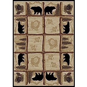Rug Empire Rustic Lodge Area Rug, Bear Cabin, 4X6