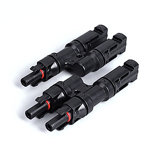 BAYM Solar Panel T Branch 2 to 1 MMF + FFM Cable Connector Solar Wire Connector T-Type T2 Coupler Combiner(1 Pair)