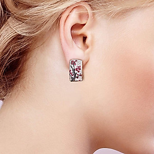 Santuzza 925 Sterling Silver Cherry Earrings Created Ruby Cubic Zirconia Tree Branches Dangle Earrings for Women