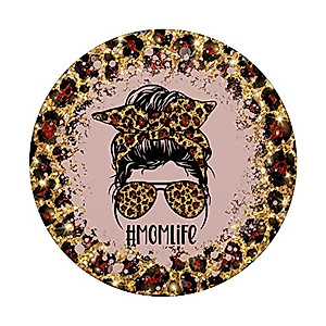 Classy Mom Life with Messy Bun Leopard Bandana in Rose Pink PopSockets Swappable PopGrip