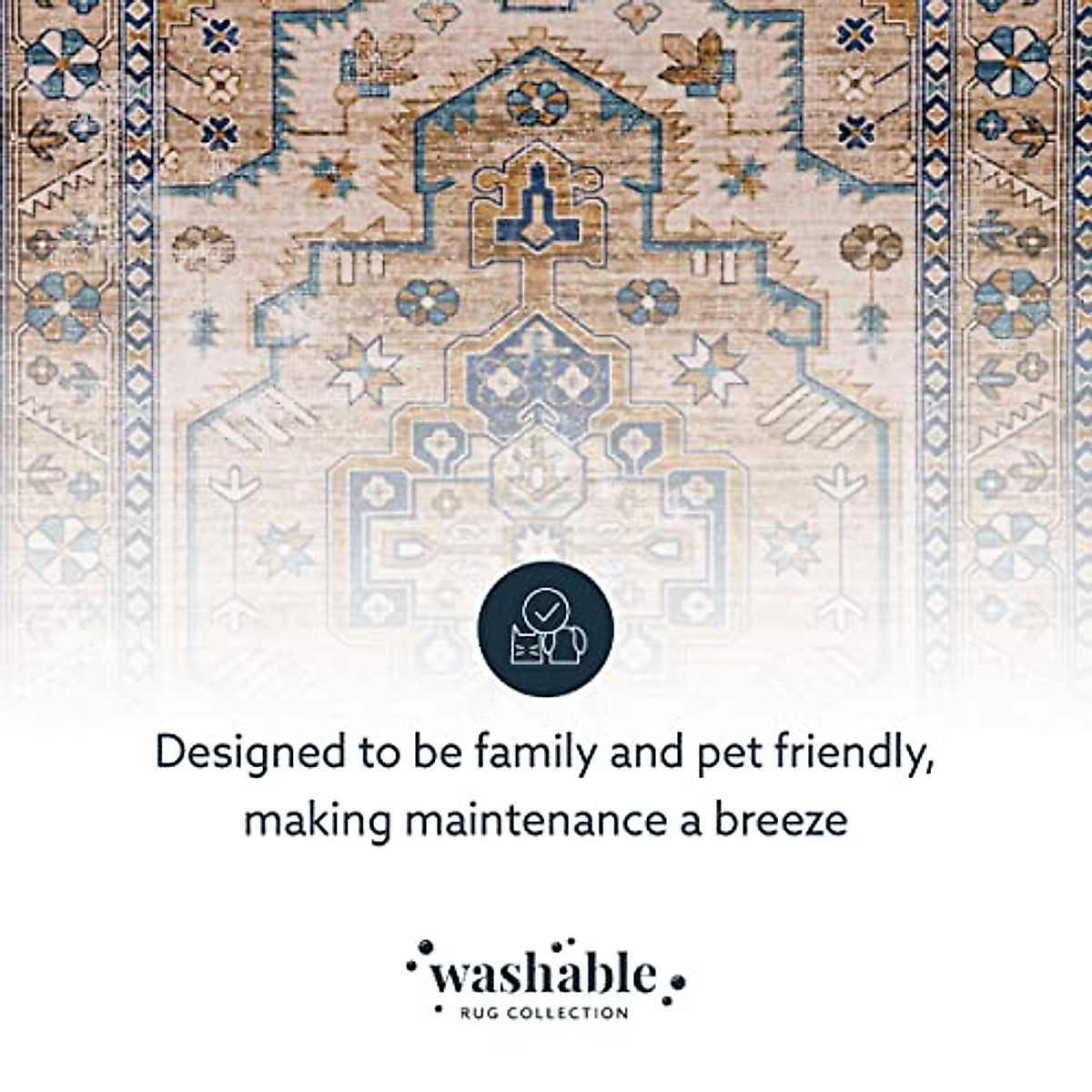 Linon The Anywhere Washable Rug Jones Ivory/Gold 3' X 5' Accent Rug