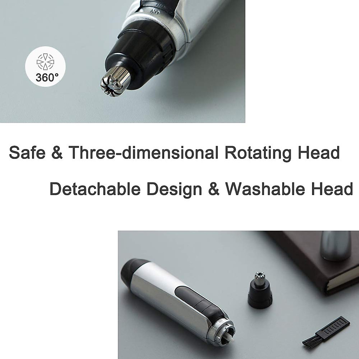 MICPANG Nose Hair Trimmer for Men and Women Ear and Nose Hair Clipper Professional Painless Eyebrow and Facial Hair Trimmer Battery-Operated with Washable Head