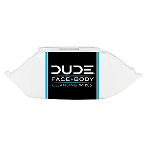DUDE Wipes Face and Body Wipes - 3 Pack, 90 Wipes - Unscented Wipes with Sea Salt & Aloe - 2-in-1 Body & Face Wipes - Alcohol Free and Hypoallergenic Cleansing Wipes