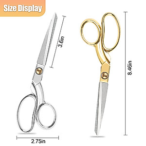 Sewing Scissors, Rkqoa Silver Dressmaker's Fabric Scissors, 8" Stainless Steel Shears, Sharp Knife Edge Fabric Heavy Duty Tailor Scissors for Cutting Leather Cloth, Right/Left Handed