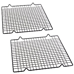 Cosmos 2 Pcs Non Stick Baking Cooling Rack - Non-Stick Drying Cooling Wire Rack Baking Racks Cooling Black for Cooling Cake Cookie, Metal Cooking Rack for Cooling Baking 10 x 11 inches