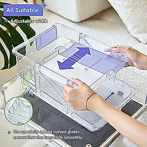 Ynelyase Soda Can Dispenser Organizer for Refrigerator Mini Skinny and Pop Can Holders Drink Storage Wide Adjustable (2-Pack Clear)