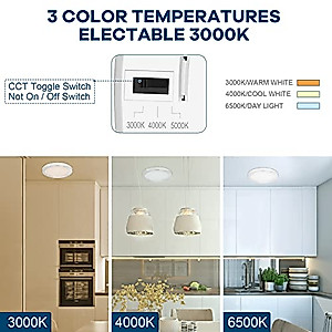 Youtob Motion Sensor Light LED Ceiling Light with 30s/180s Timeout Adjustable 3 Colors,15W 1500lm Round Lighting Fixture for Porches, Closets, Stairs(3000k/4000k/5000k Available) (White)