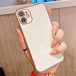 DEFBSC Electroplate Case for iPhone 11, Luxury Electroplated Edge Soft TPU Bumper iPhone 11 Case, Full Body Camera Protection Shockproof Anti-Fall Heavy Duty Protective Phone Case, White