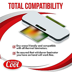 5MIL Thermal Laminating Pouches (150 Count) Letter, Photo, Card, Notecard, ID Badge and Business Card Sizes Dry-Erase Friendly Sheets, Compatible with Laminators Crystal Clear Laminated Finish