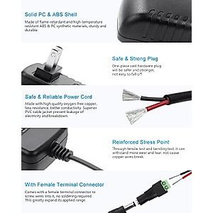 ALITOVE 24V 1A 24W DC Power Supply Adapter 100~240V AC to DC 24 Volt 1 Amp Converter 24 vdc 1000mA 800mA 600mA 400mA 200mA with 5.5mm x 2.5mm 2.1mm Plug for LED Strip Light CCTV Camera DC Pump