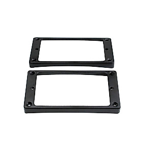Guyker Curved Bottom Metal Humbucker Pickup Mounting Ring Set - Bridge and Neck Pickups Cover Frame Replacement Compatible with Les Paul LP Style Electric Guitar or Precision Bass(2PCS, Black)