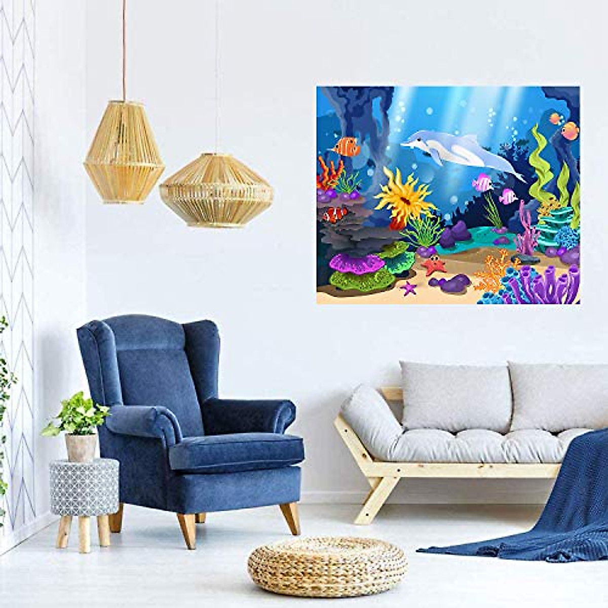 Tookeen Paint by Numbers Kits for Childrens and Adult Beginners - Color Painting DIY Craft Kits - 20x16 Inch Acrylic Oil Painting On Canvas- Painting Set for Boy, Girl, Colorful Dolphin