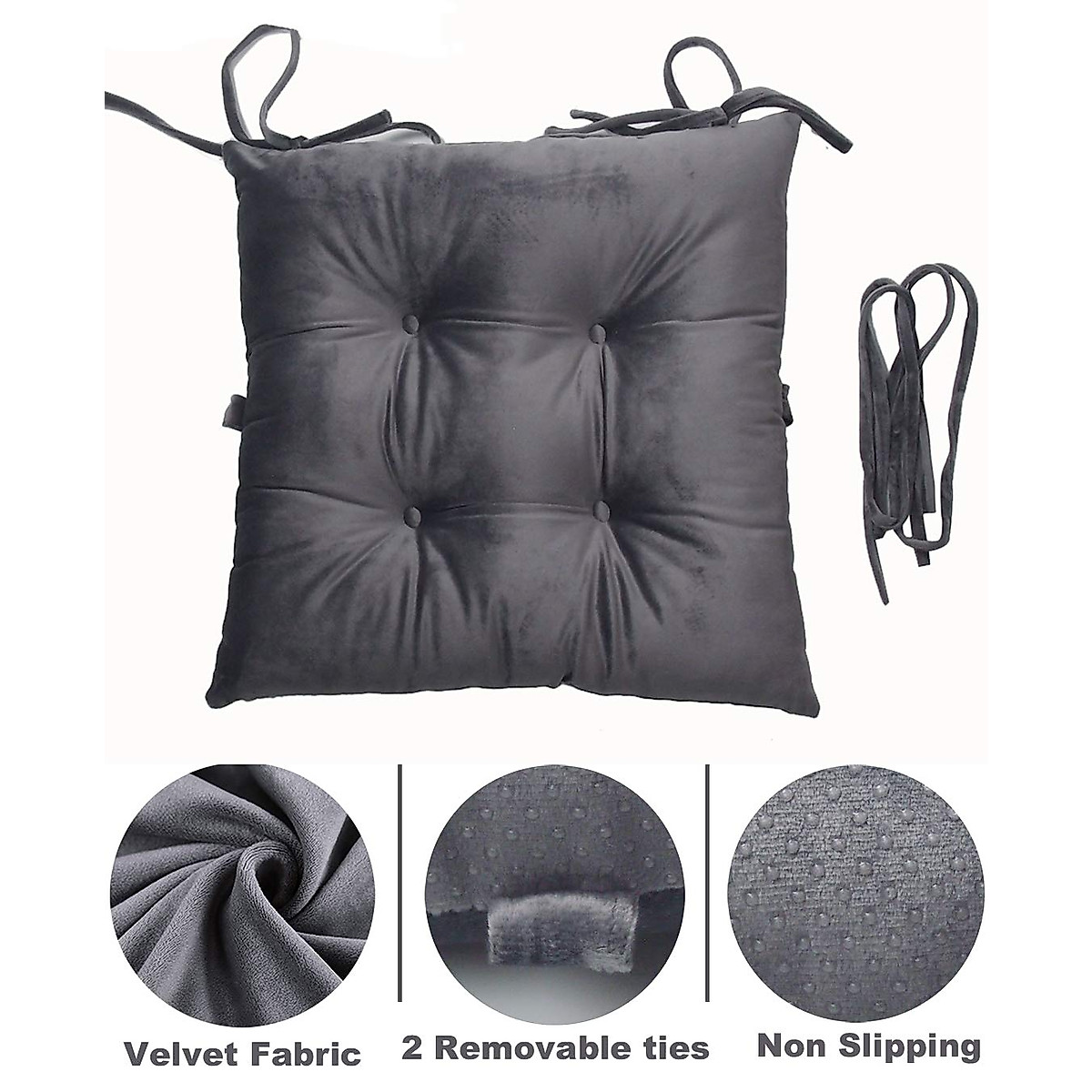 Augld 2 Pack Bar Stool Cushion Small Kids Chair Pad with Ties Square 14”x14”x2”