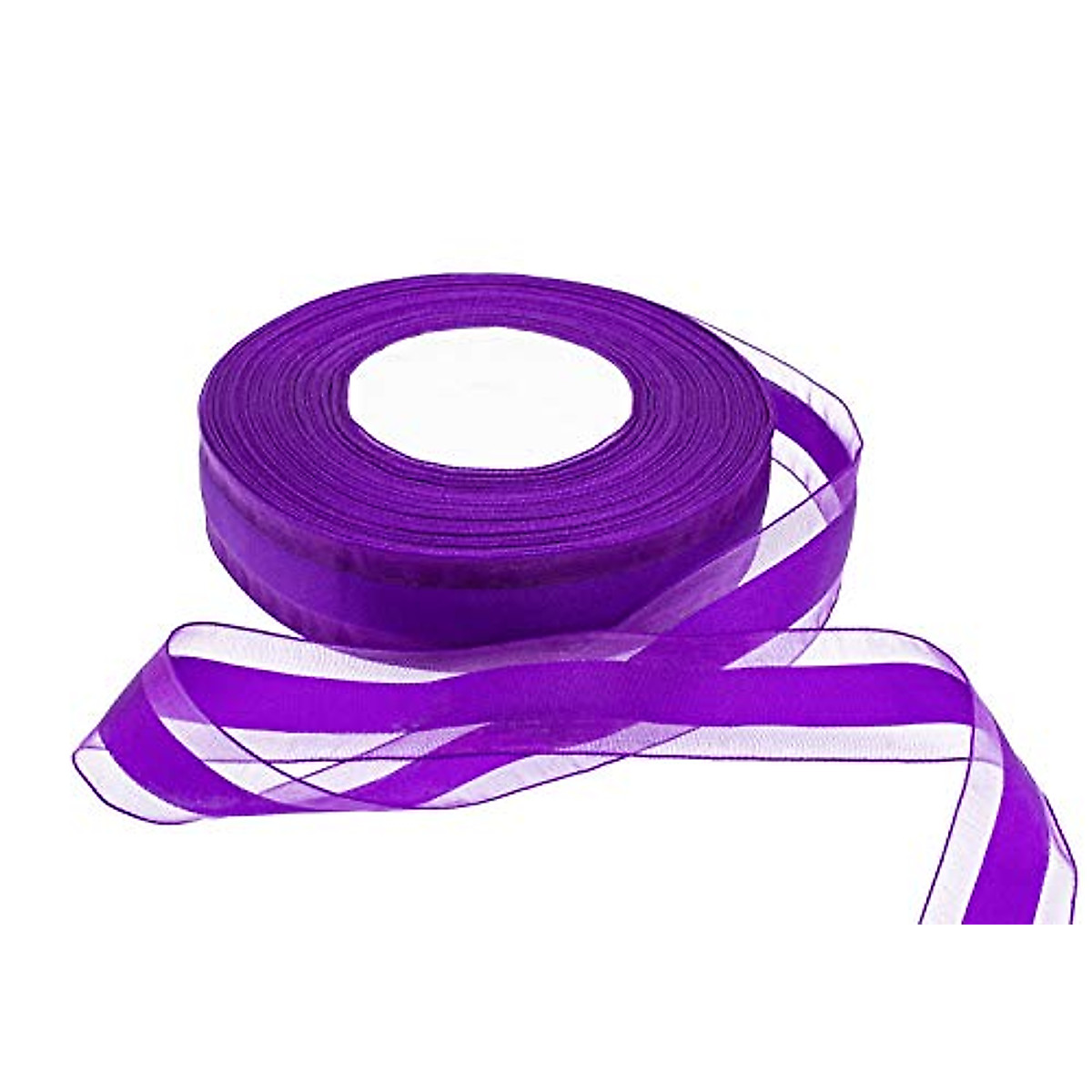 ATRBB 50 Yards 1 Inch Wide Satin Ribbon with Organza Edge for Wedding Gifts Wrapping DIY Bows and Craft (Purple)