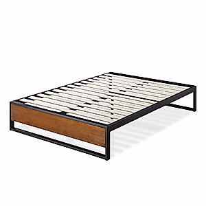 ZINUS GOOD DESIGN Award Winner Suzanne 14 Inch Bamboo and Metal Platforma Bed Frame, No Box Spring Needed, Wood Slat Support, Chestnut Brown, Queen