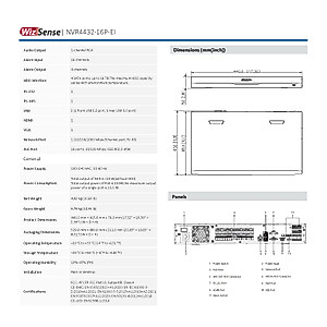NVR4432-16P-EI 32CH 1.5U NVR 16POE 4K & H.265+ Network Video Recorder 256Mbps, HDMI/VGA, 16ch Alarm, 4SATA OEM No Logo