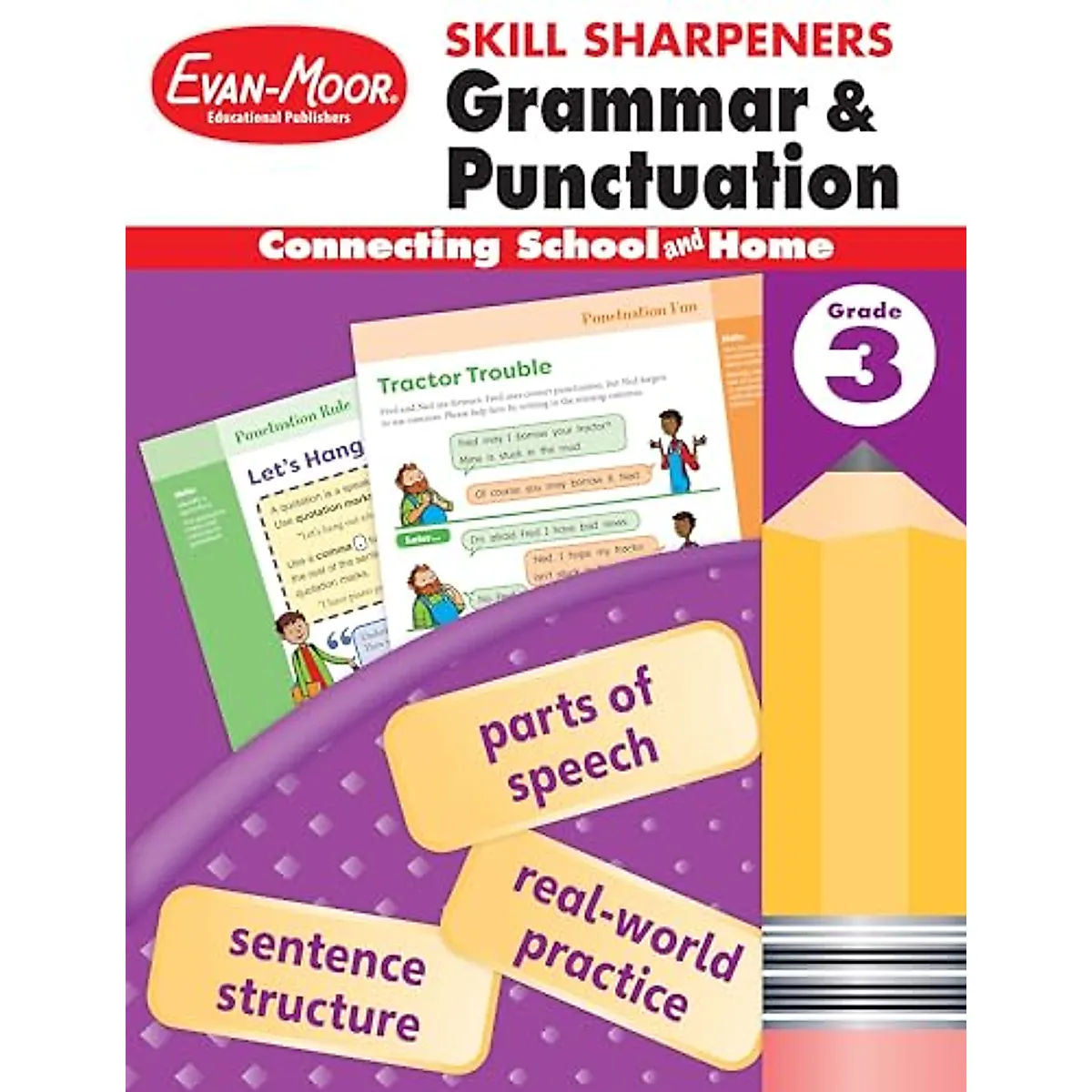 Evan-Moor Skill Sharpeners Grammar and Punctuation Workbook, Grade 3, Nouns, Verbs, Sentence Structure, Subject, Predicate, Language Handbook, Real-World Practice, Fun Activities, Homeschool, Practice