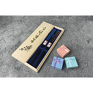 Premium Japanese Chopsticks Reusable 2prs Set [ Made in Japan ] Traditional Lacquer Art Wooden Chopsticks B (Splashed Pattern BL/BR(2KR019))