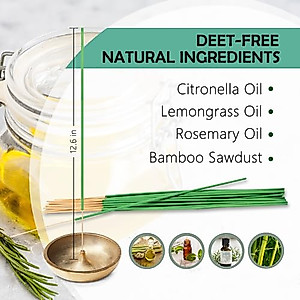 RibRave 60 pcs Mosquito Repellent Sticks, Citronella Bug Repellent Outdoor, DEET Free Plant-Based Mosquito Repellent Outdoor Patio Incense Sticks for 50 Mins