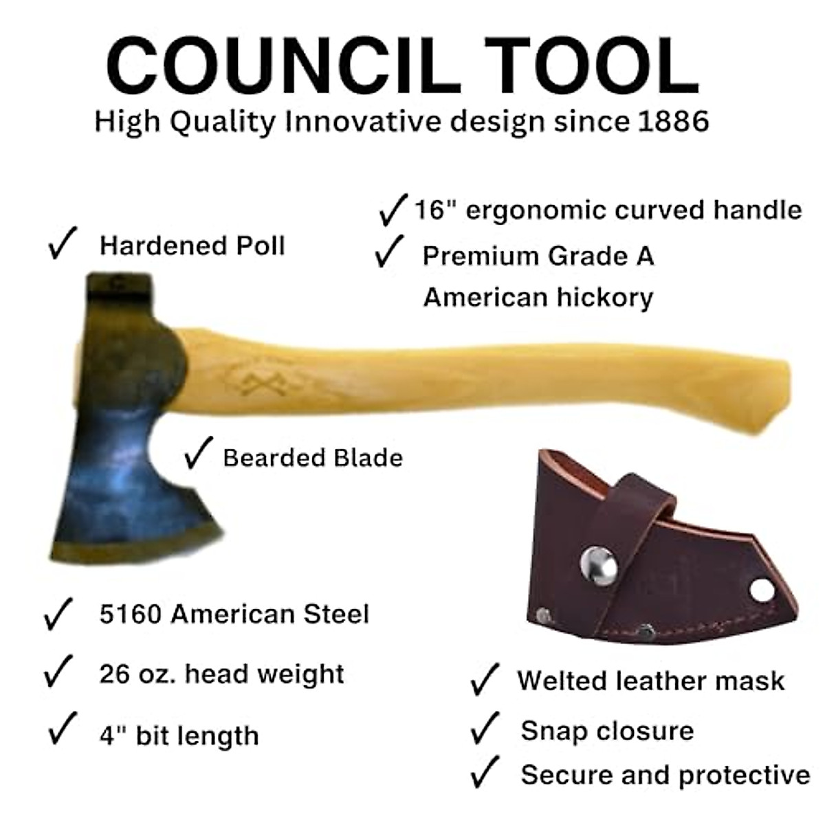Council Tool 1.7 lb. Wood-Craft Camp Carver Axe, 16" Curved Handle Axe