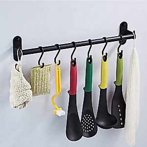 Pan Rack Storage Holder Organizer Utensil Wall Mounted Pot Modern Bar Aluminum Cabinet Shelf Hardware Punched Hanging Rail Kitchen Hanger(6 Hooks)