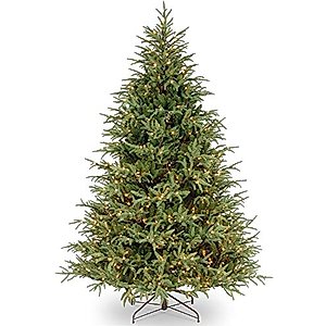 National Tree Company Pre-Lit 'Feel Real' Artificial Full Christmas Tree, Green, Frasier Grande, White Lights, Includes Stand, 7.5 Feet