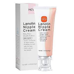 NCVI Pure Lanolin Nipple Cream for Breastfeeding, Nipple Crack Relief Care Cream for Breastfeeding Pain Suitable for Nursing Mothers/Pregnant Women, 100% Natural Ingredient -1.41 Ounces