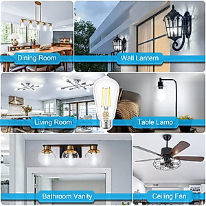 Sailstar E26 LED Bulb 60 Watt Equivalent, Light Bulbs 60 Watt Soft White 3000K, 800LM Edison Bulbs 60 Watt LED, LED Edison Bulb for Dining Bathroom Vanity, 120V, CRI85+, 6W, Non-dimmable, 6 Pack