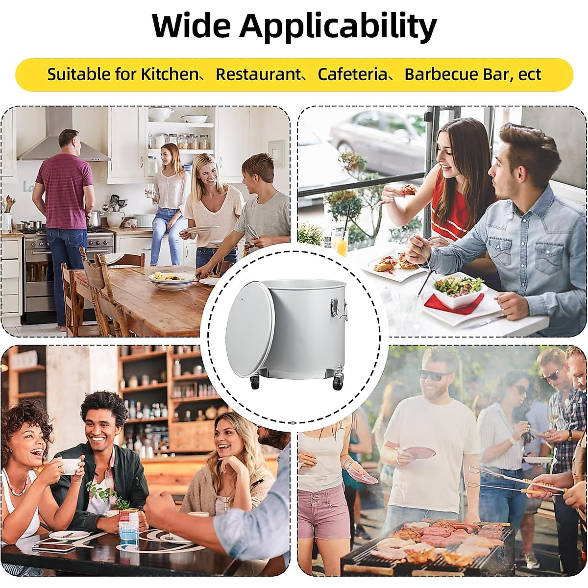 8 Gallon Fryer Grease Bucket Oil Disposal Caddy, Steel Fryer Oil Transport Container w/Rust-Proof Coating, Fry Oil Disposal Bucket w/Safety Lid & Lock Clips & Filter Bag for Cooking Restaurant