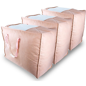 3PCS 130L Blanket Storage Bags, Large Capacity Closet Organizers and Storage with Reinforced Handle, Storage Bag Organizer for Clothes,Comforters, Blankets, Bedding