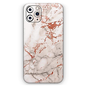 Design Skinz Rose Pink Marble & Digital Gold Frosted Foil V5 - DesignSkinz Protective Vinyl Decal Wrap Skin Cover Compatible with The Apple iPhone 11 (Full-Body, Screen Trim & Back Glass Skin)