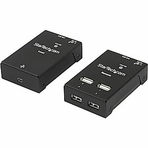 StarTech.com 4-Port USB 2.0 Extender - 130ft (40m) USB Over Cat5/Cat6 Extender - Compact USB 2.0 Over Ethernet Extender, TAA (USB2004EXTV)