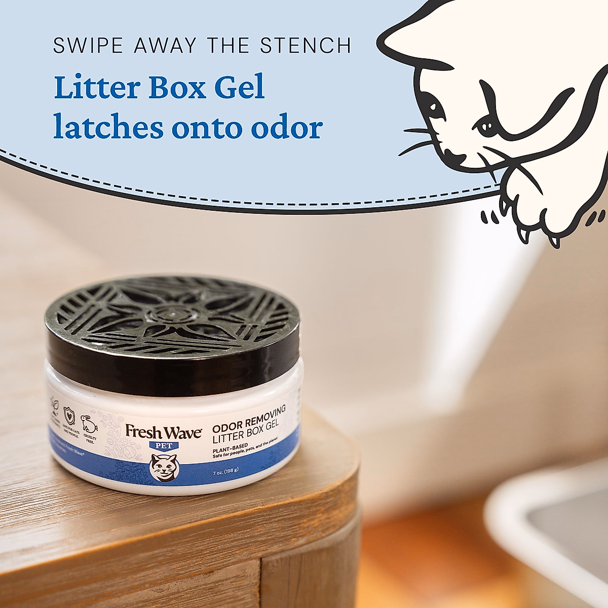 Fresh Wave Odor Removing Litter Box Gel, 7 oz. Pet Odor Eliminator for Home, Safer Odor Relief