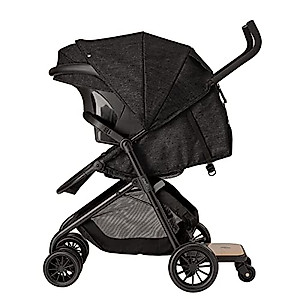 Evenflo Sibby Travel System, Stroller, Car Seat, Ride-Along Board, Oversized Storage Basket, 3-Panel Canopy, Multiple-Position Recline, Easy to Fold and Store, Materials, Charcoal
