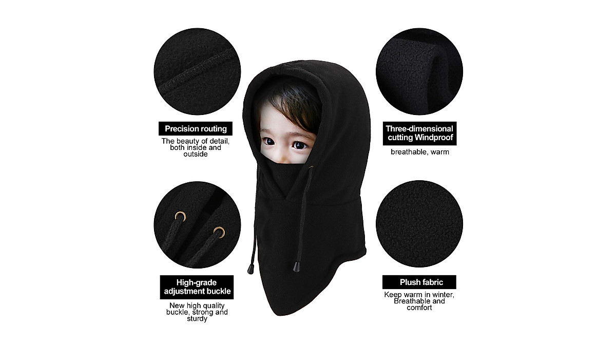 Joyoldelf Heavyweight Balaclava Mask for Kids - Warm & Adjustable