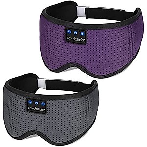 LC-dolida Sleep Headphones, Bluetooth Sleep Mask Sleeping Headphones Wireless Sleep Mask with Bluetooth Headphones 5.2 Bluetooth Eye Mask for Sleeping Long Time Play Music Headset Gifts for Men Women