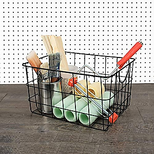 Spectrum Utility Wire Basket (Black) - Storage Bin & Décor for Bathroom, Closet, Pantry, Under Sink, Toy, Shelf, Kitchen, & Nursery Organization