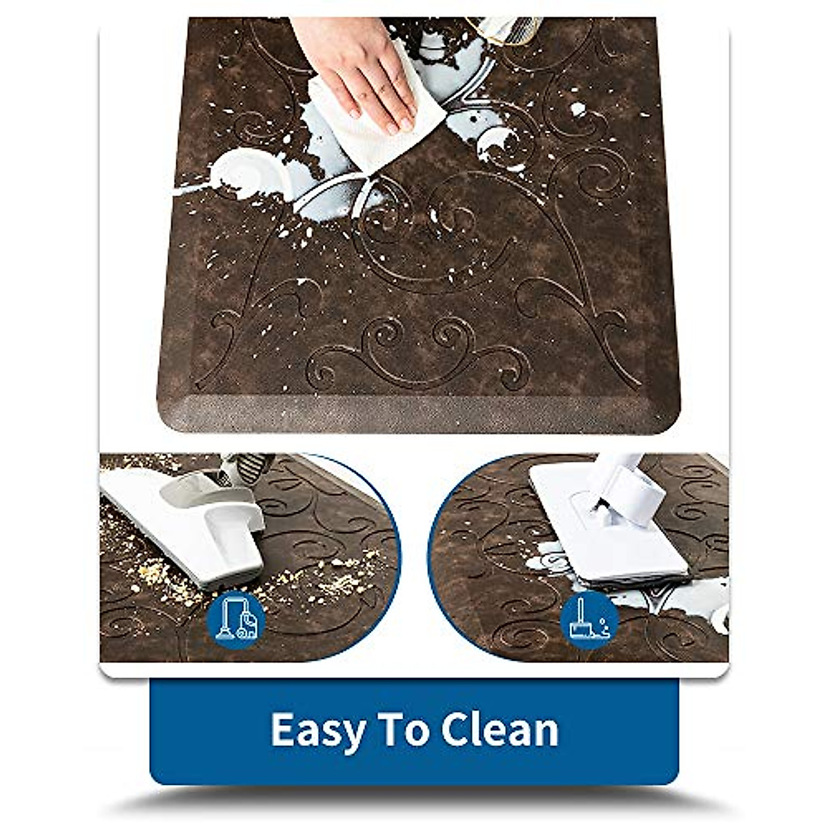 Floral Kitchen Floor Mats Cushioned Anti Fatigue for House 1/2 Inch Thick Non-Slip Kitchen Rugs and Mats Foam Standing Mat in Front of Sink, Office